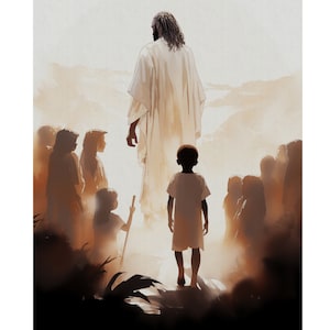 Come Follow Me Black Jesus With Children Art Black Christ Walking Print ...