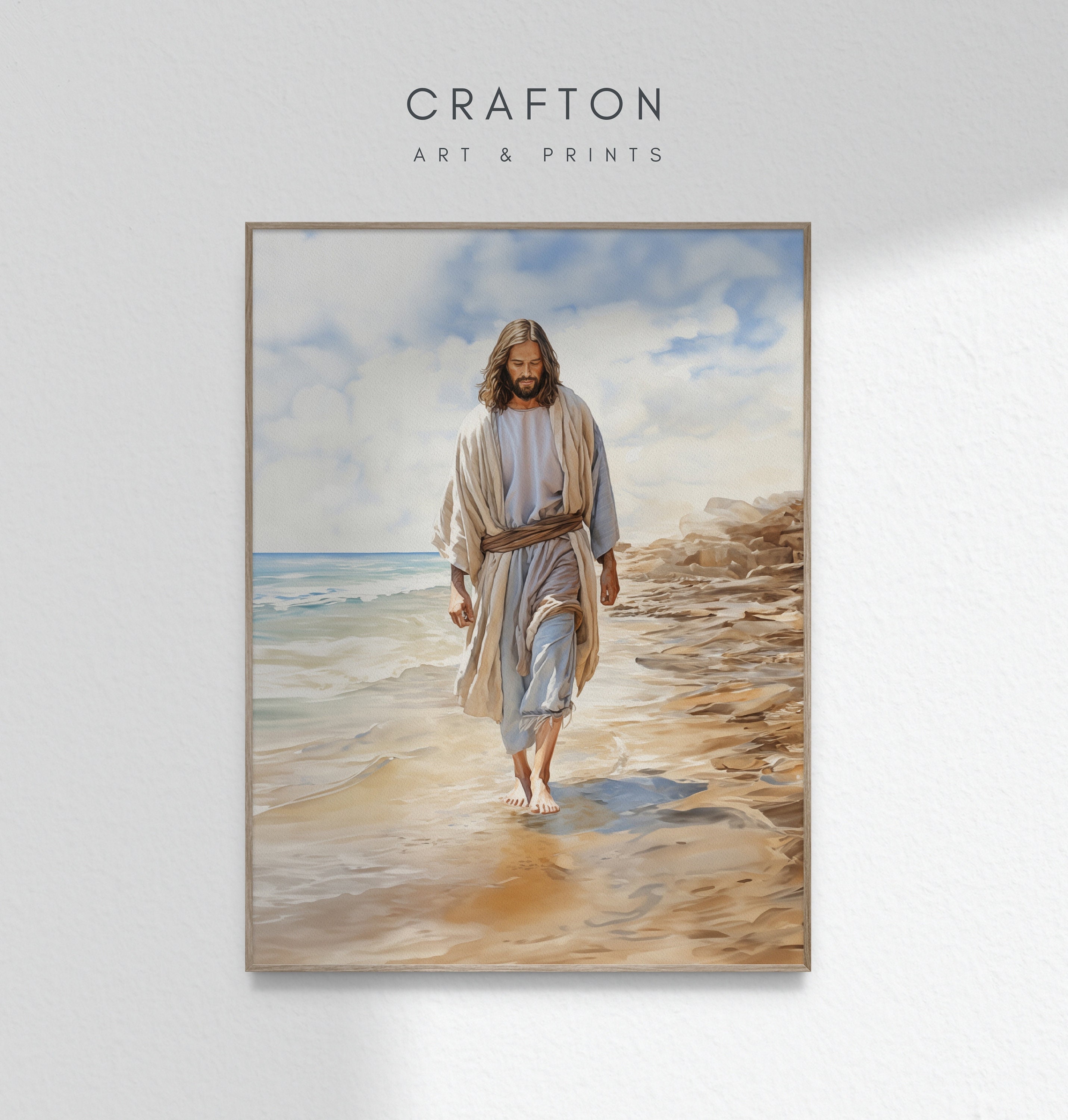 Jesus Walking on Beach Jesus Painting for Beachhouse Christ Beach Wall ...