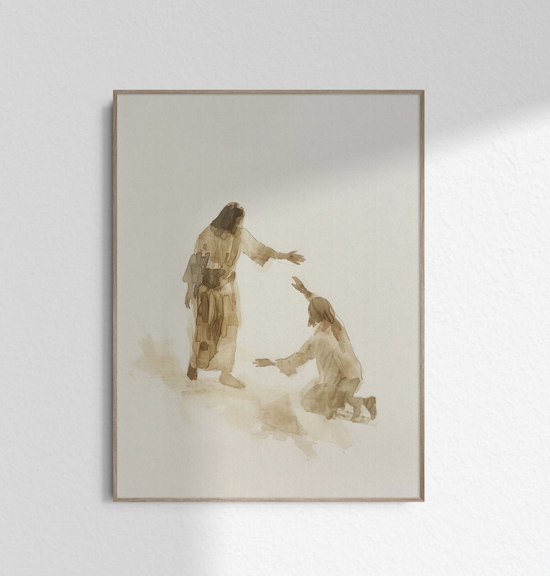 Jesus Healing Blind Man Art, Christ Healing Art Miracles of Jesus Art ...