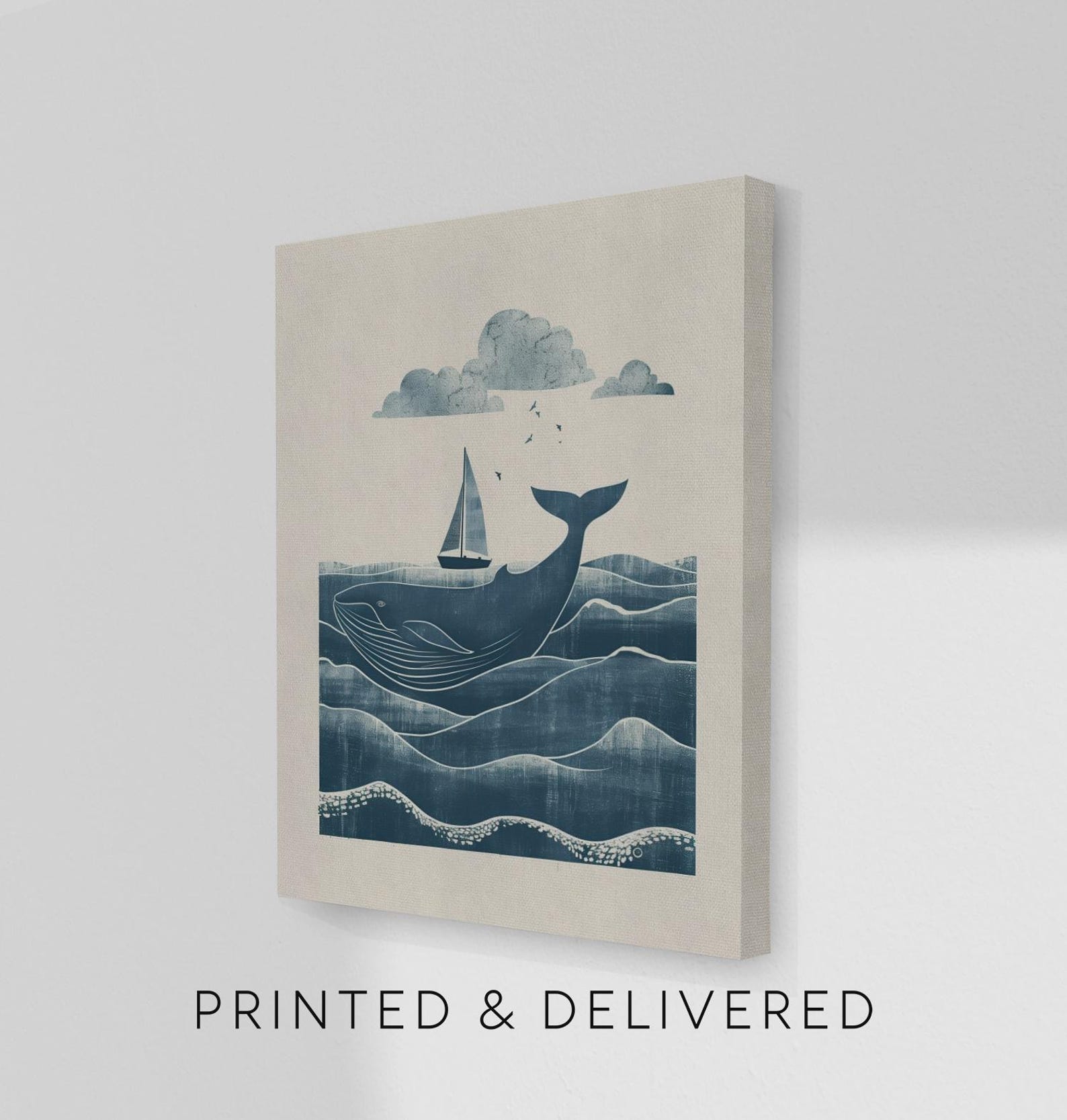 PRINTED Jonah and the Whale, Illustration Christian Wall Art Painting ...