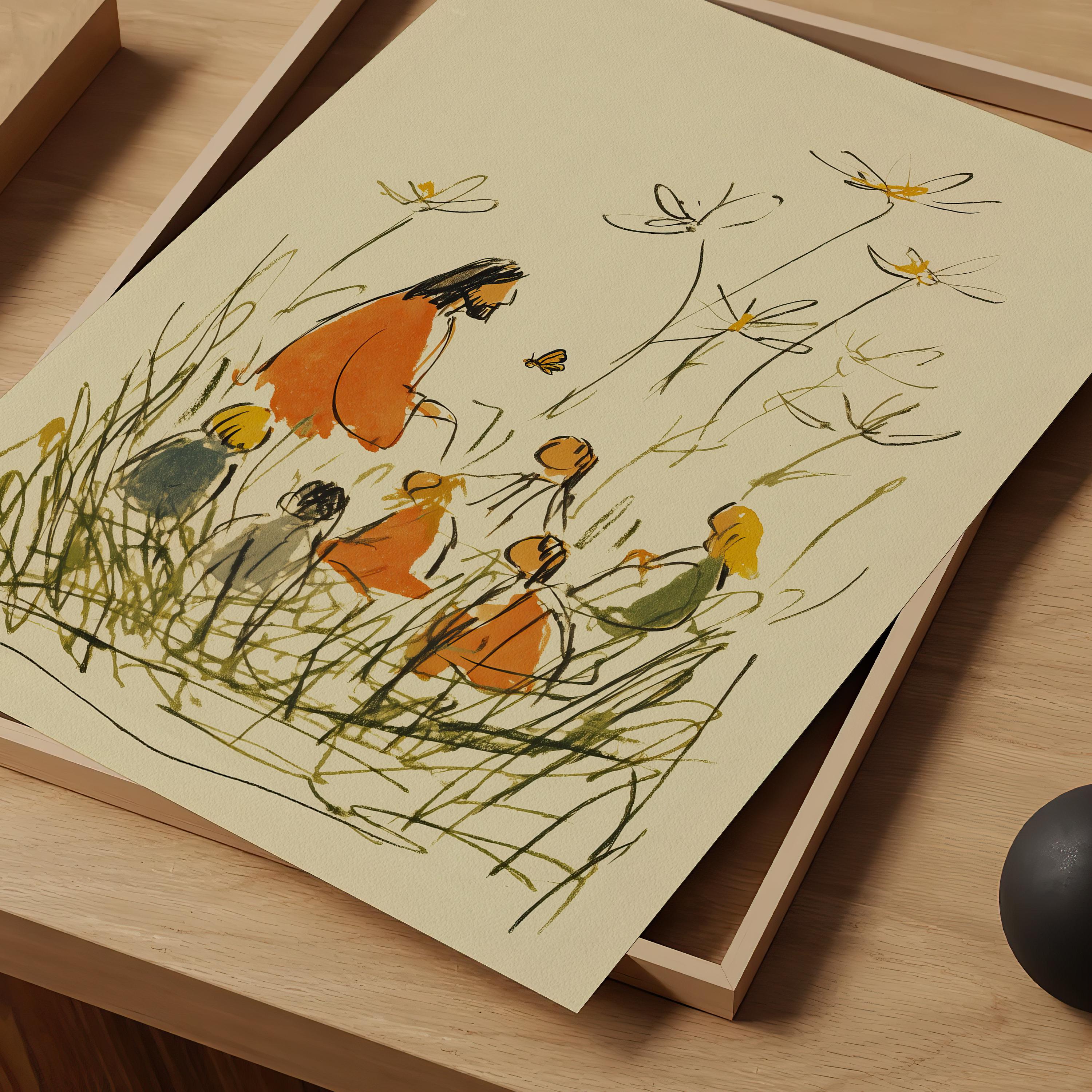 Jesus Christ With Children Nursery Art, Jesus With Kids Illustration ...