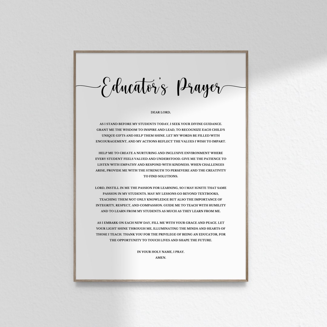 Educator's Prayer Educator Gift Educators Prayer Christian Prayer Bible ...