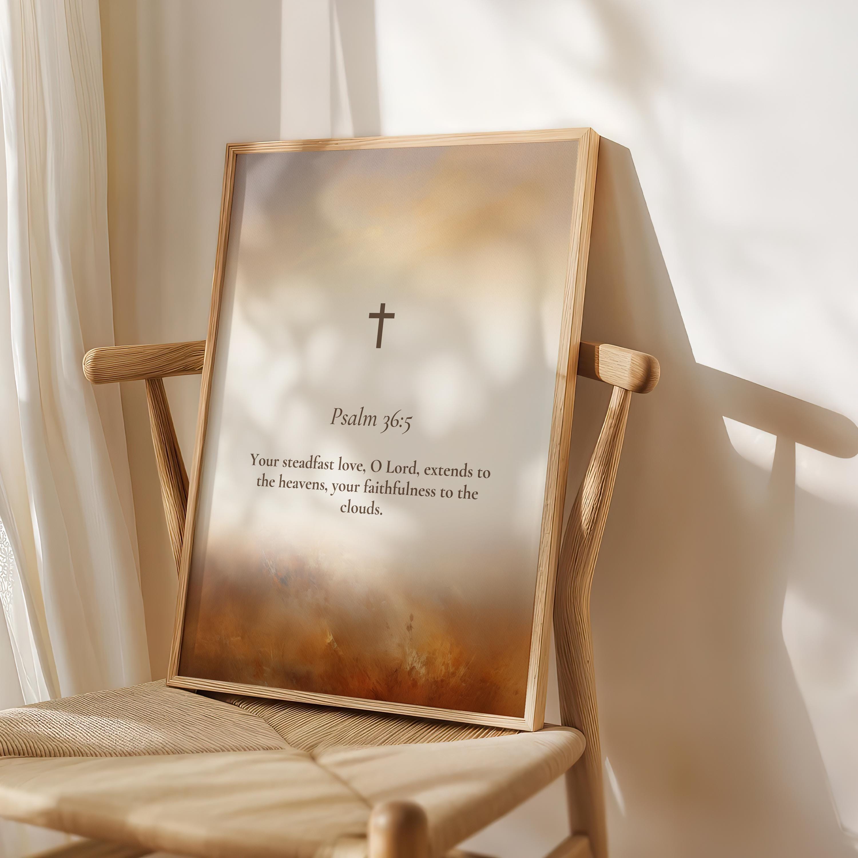 Psalm 36:5 Scripture Art Printable, Bible Verse Art, Wall Decor Print ...