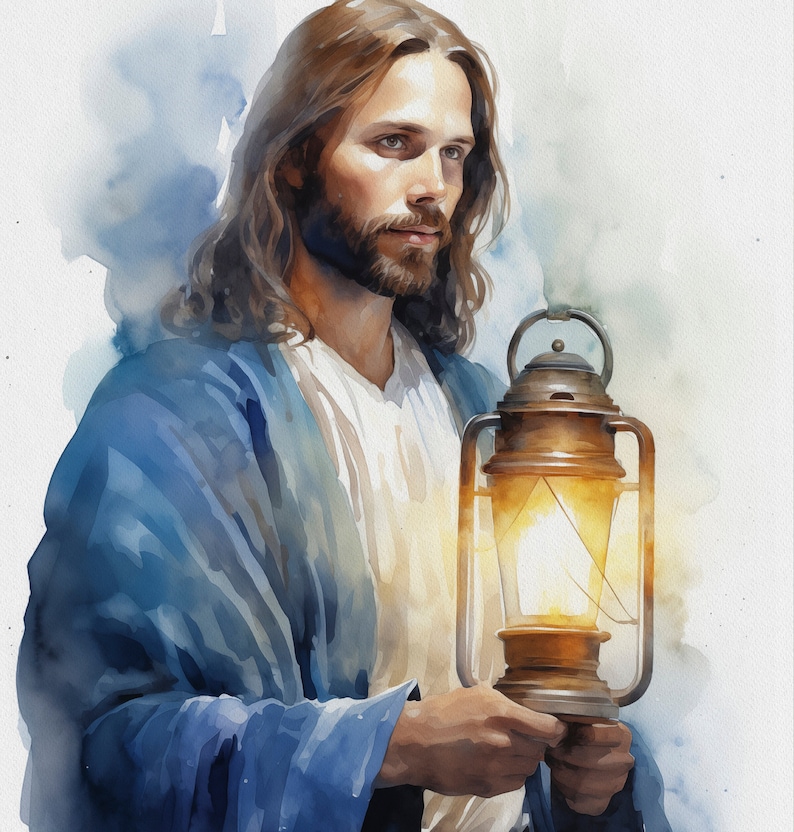 Jesus With Lantern Painting Jesus Guide Me to Light in the Darkness ...