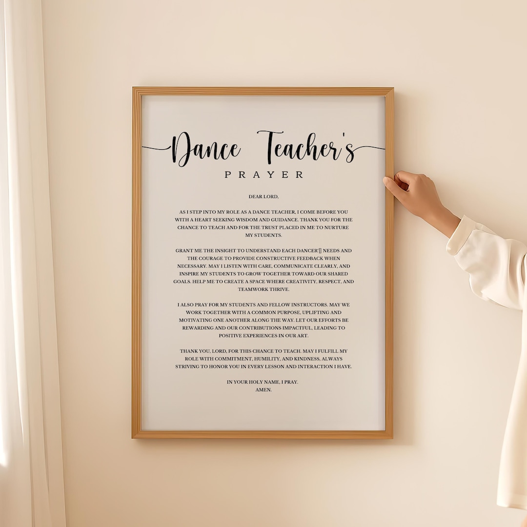 Dance Teacher's Prayer Gift for Dance Instructor Christian Prayer ...