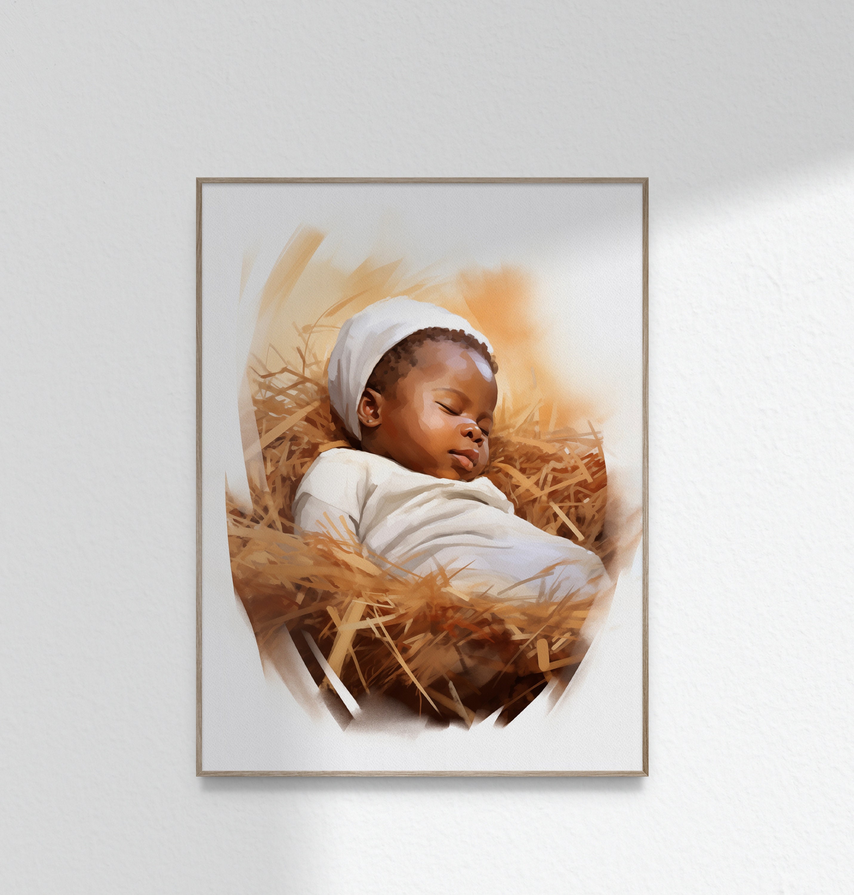 Black Baby Jesus in a Manger, Birth of Christ Nativity Christian ...