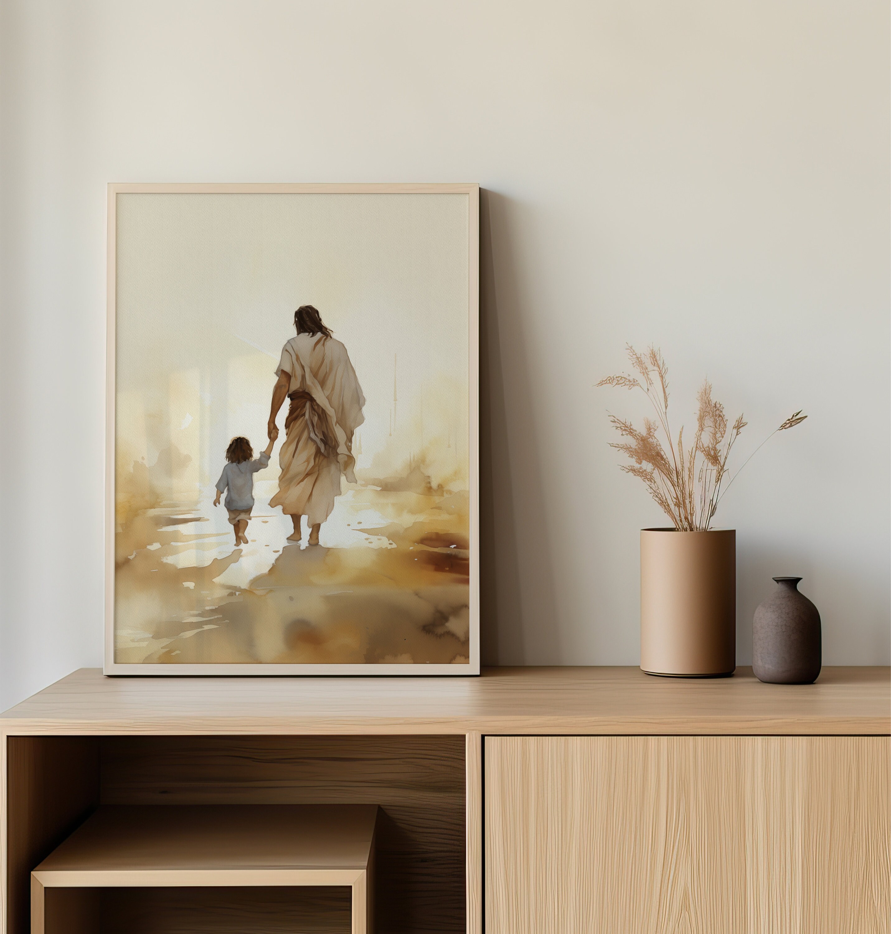 Come Follow Me, Jesus Christ Walking With a Child, Bible Art, Christian ...