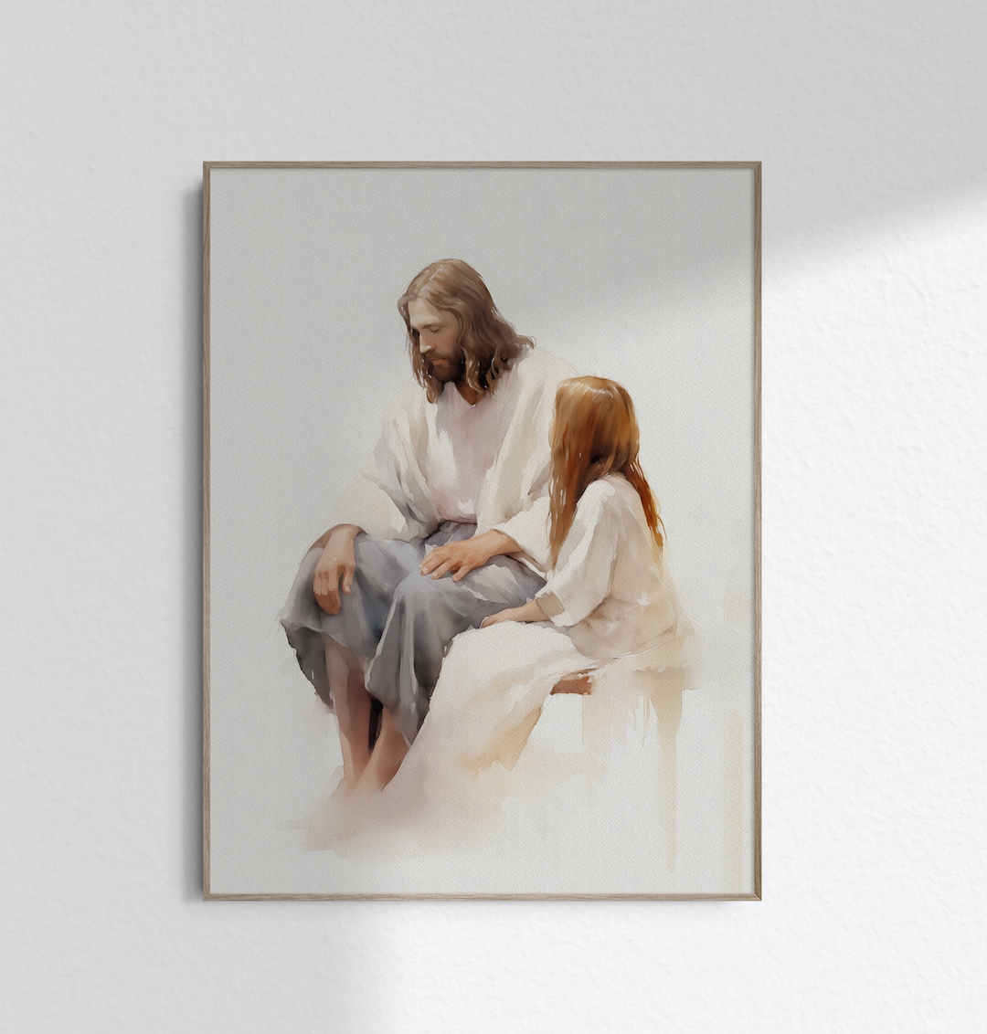 Jesus With Young Girl Christ Listening Christian Family Print First ...