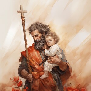 St. Christopher Art Saint Christopher Saint of Travel Art Catholic ...