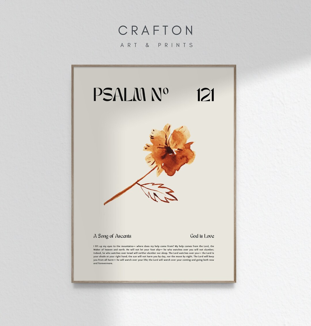 Psalm 121 Wall Art Print, A Song of Ascents,brown Watercolor BOHO ...