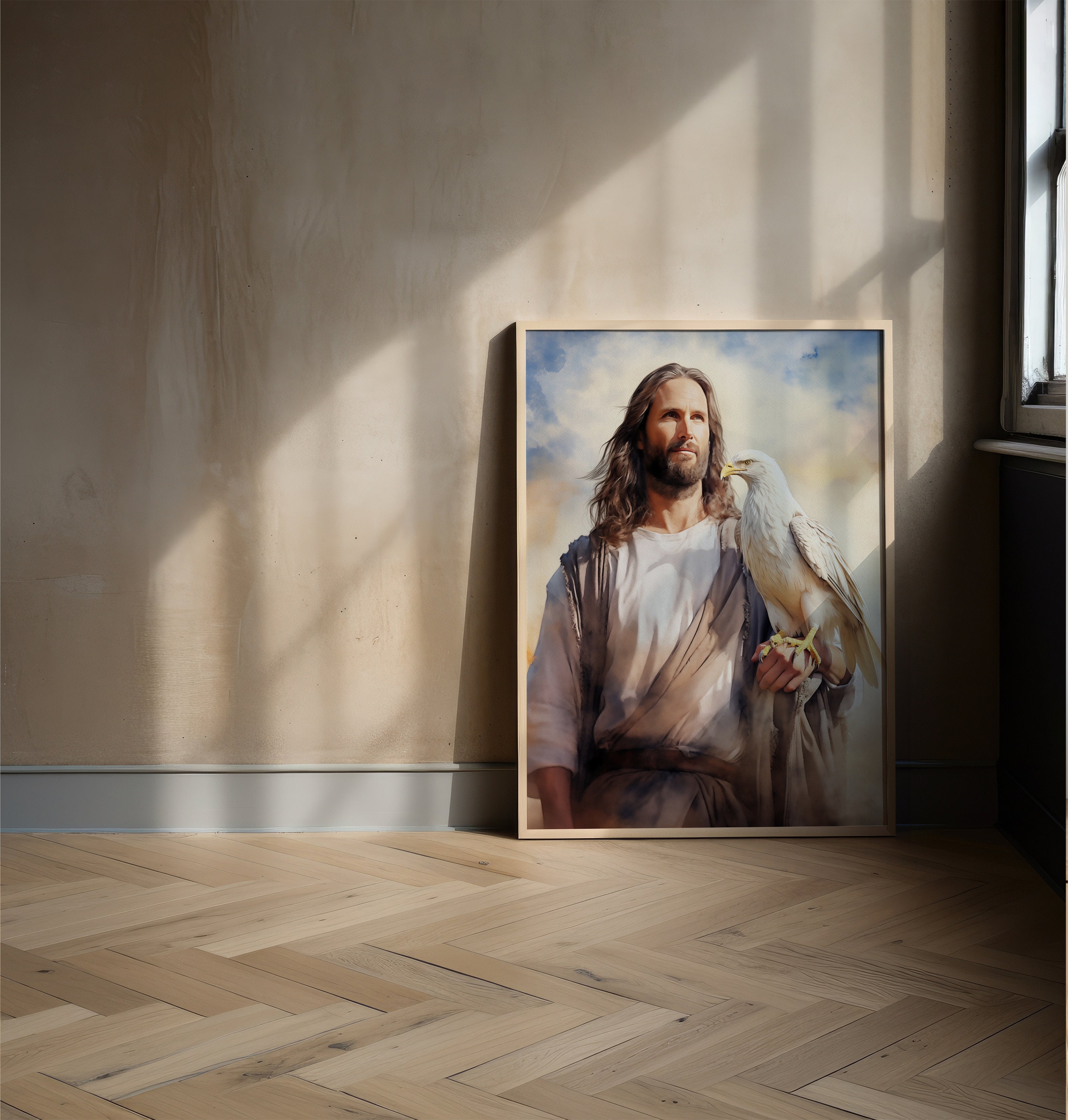 Jesus Christ With White Eagle, Patriotic Bird Lover Christian ...