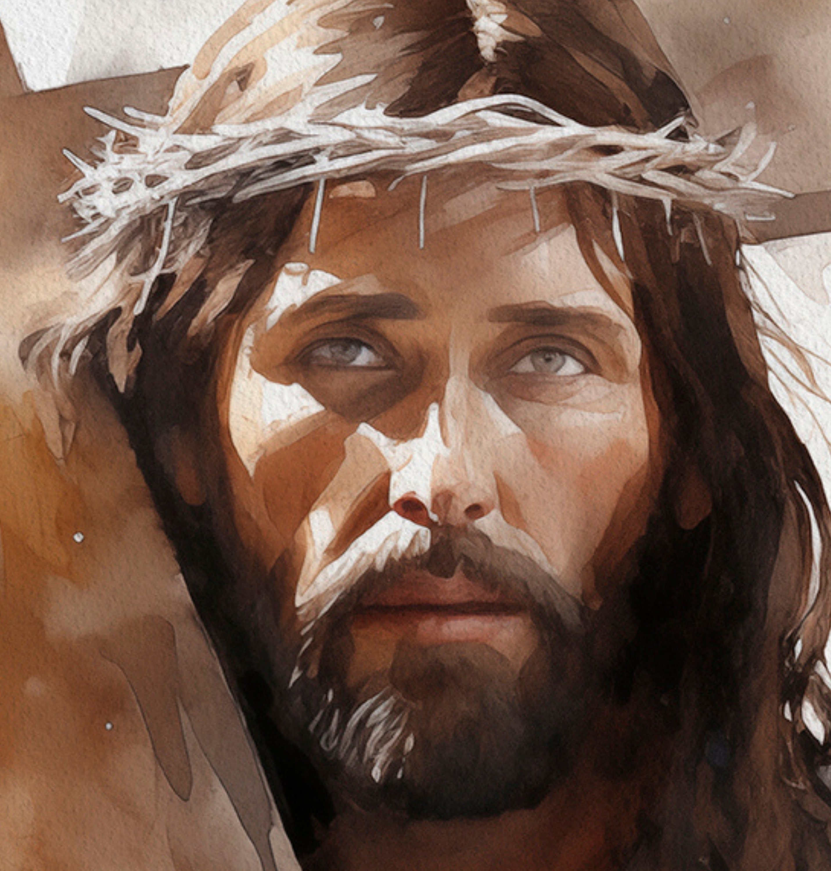 Jesus With Cross Christ Carrying the Cross Watercolor Painting ...
