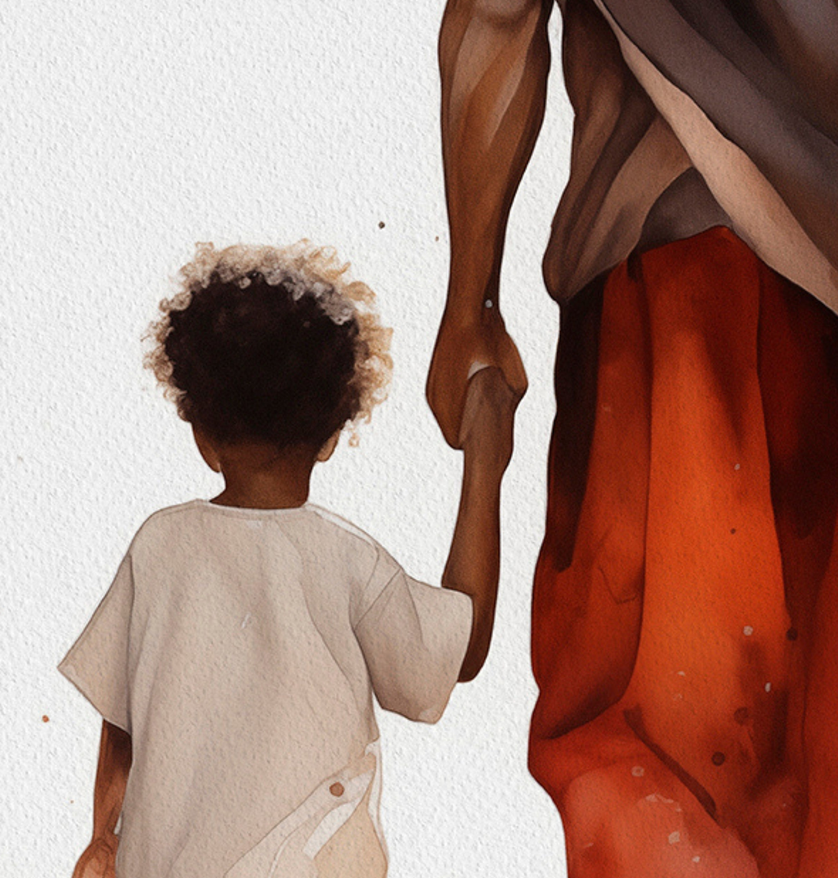 Black Jesus Christ Walking With a Child Print Jesus With Black Boy Art ...