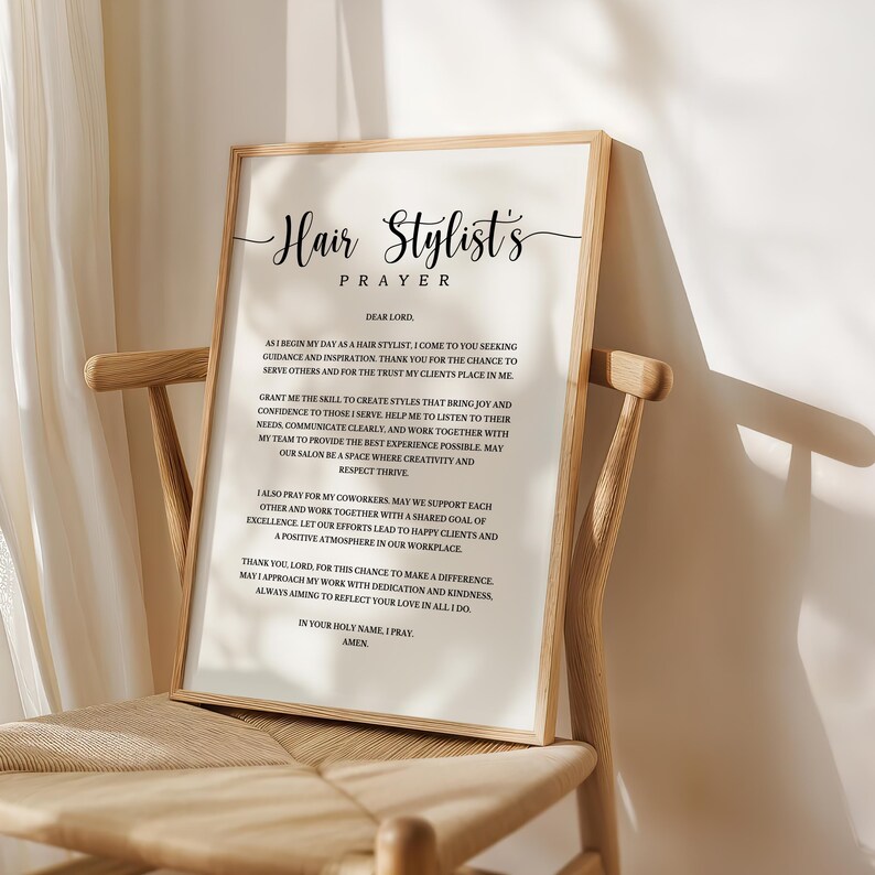 Hair Stylist's Prayer Gift for Salon Artist Christian Prayer Salon ...
