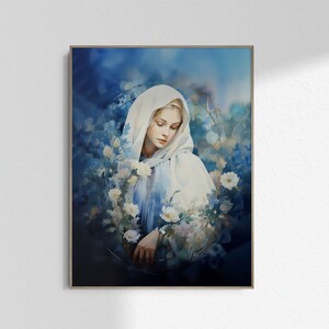 Blessed Virgin Mary Watercolor Art, Catholic Christian Mary Our Mother ...