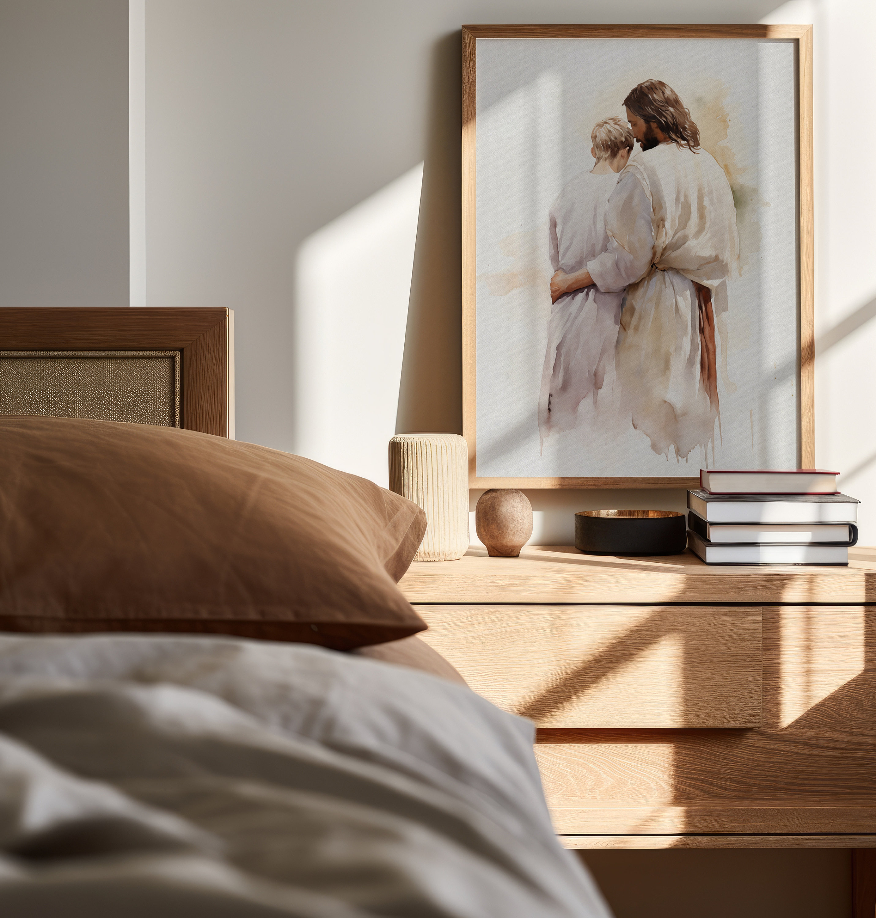 Jesus With Young Man Art Jesus Hugging Teenage Boy Art, Embrace Jesus ...