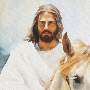 Jesus and White Horse Jesus on White Horse Christ Horseback Painting ...