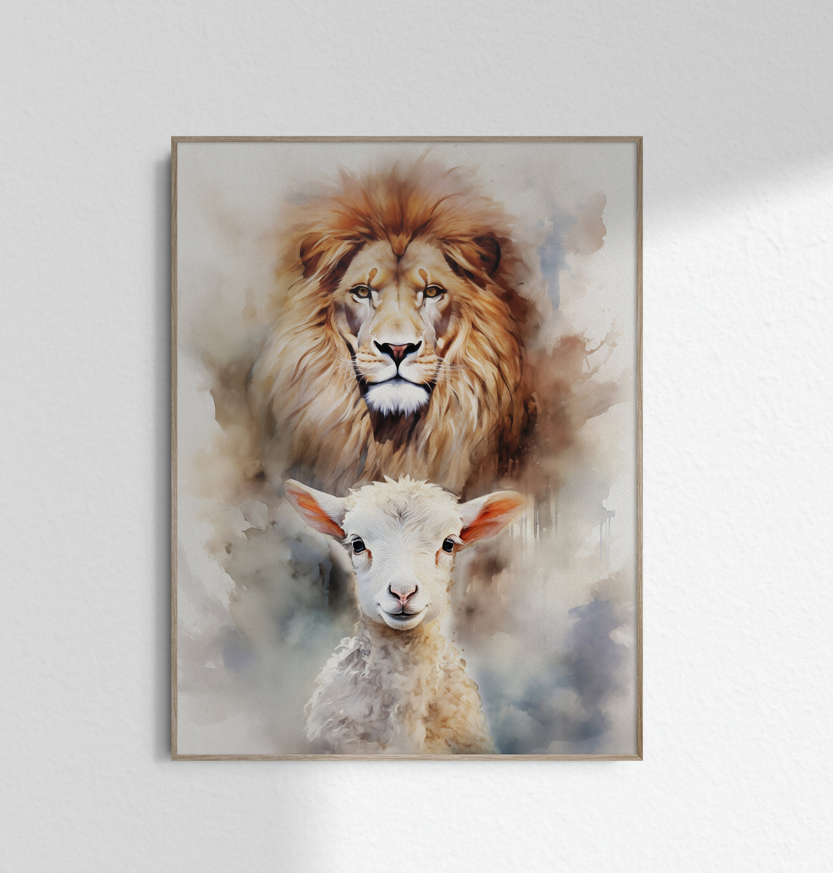 Lion and Lamb Art Lamb and Lion of Judah, John 1 Wall Art, Christian ...