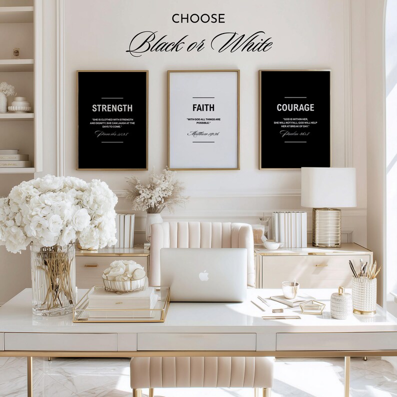 PRINTED Christian Wall Art Set of 3, 6, 9 Motivational Prints for ...