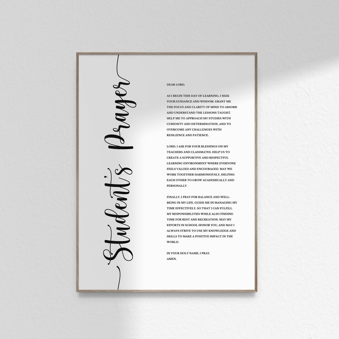 Student's Prayer Gift Christian School Prayer, Back to School Prayer ...