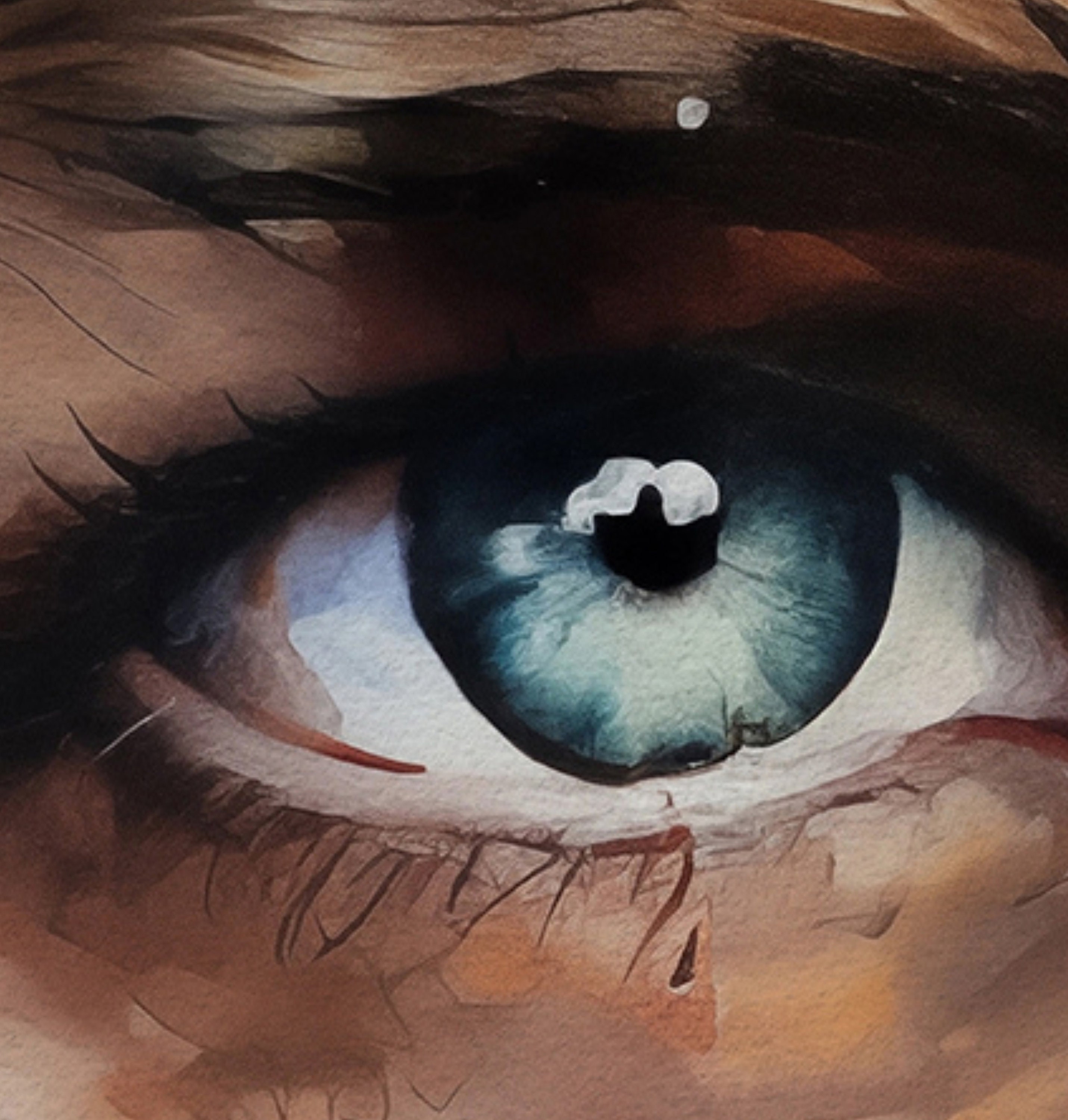 Jesus Wept, Face of Jesus With Blue Eyes, Closeup Large Christian ...