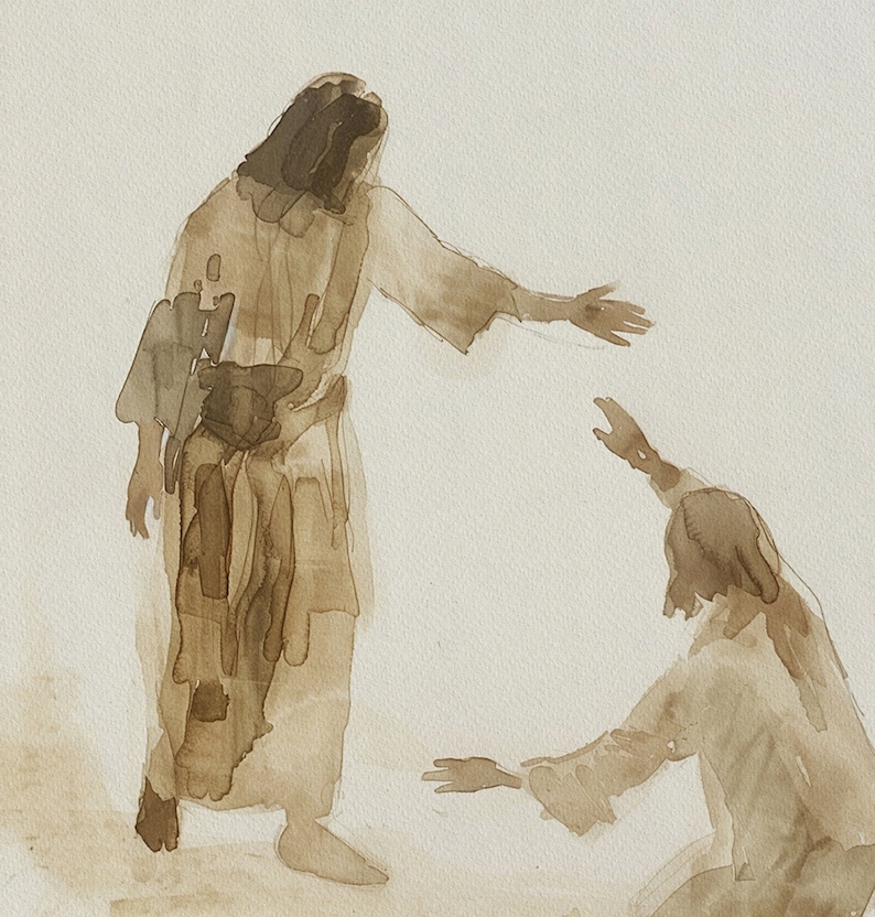 Jesus Healing Blind Man Art, Christ Healing Art Miracles of Jesus Art ...