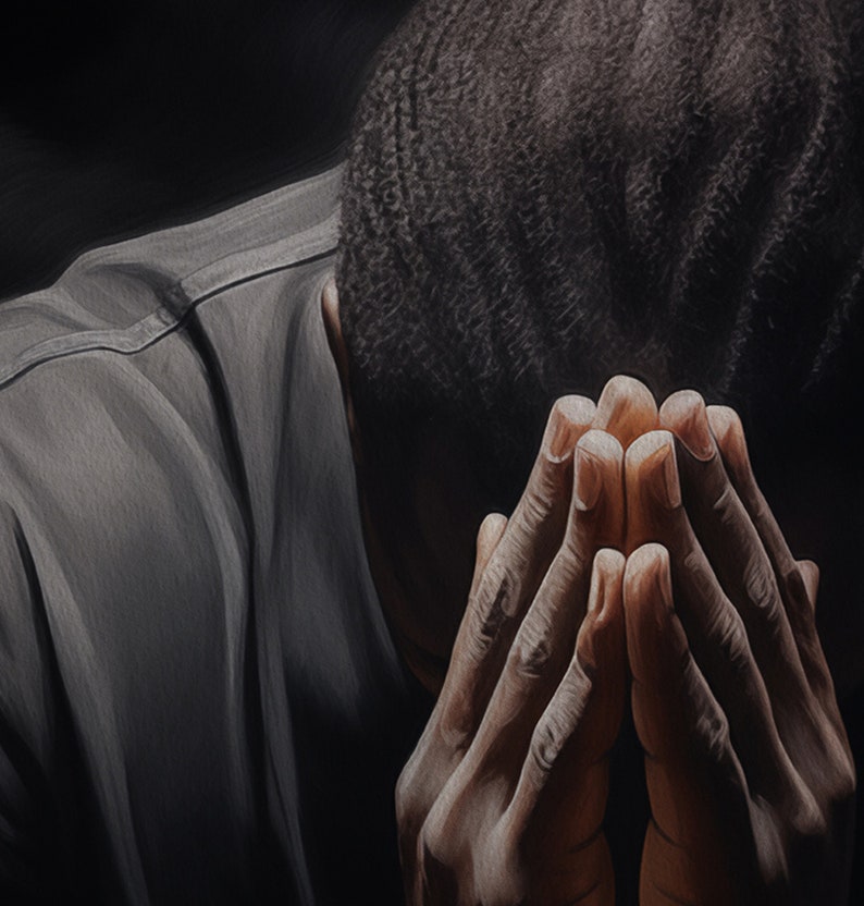 Black Man Praying Black Christian Dad Art African American Painting ...