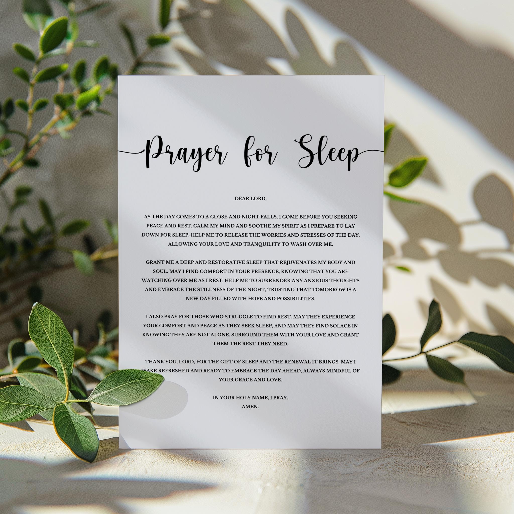 Prayer for Sleep Christian Bedtime Prayer Gift for Friend Loved One ...
