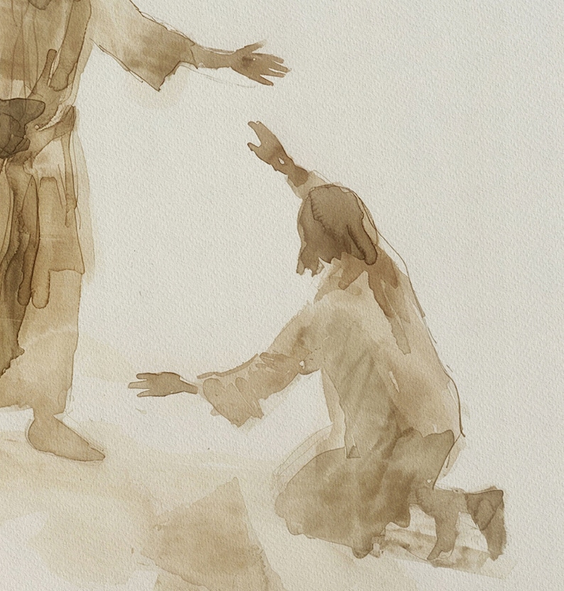 Jesus Healing Blind Man Art, Christ Healing Art Miracles of Jesus Art ...