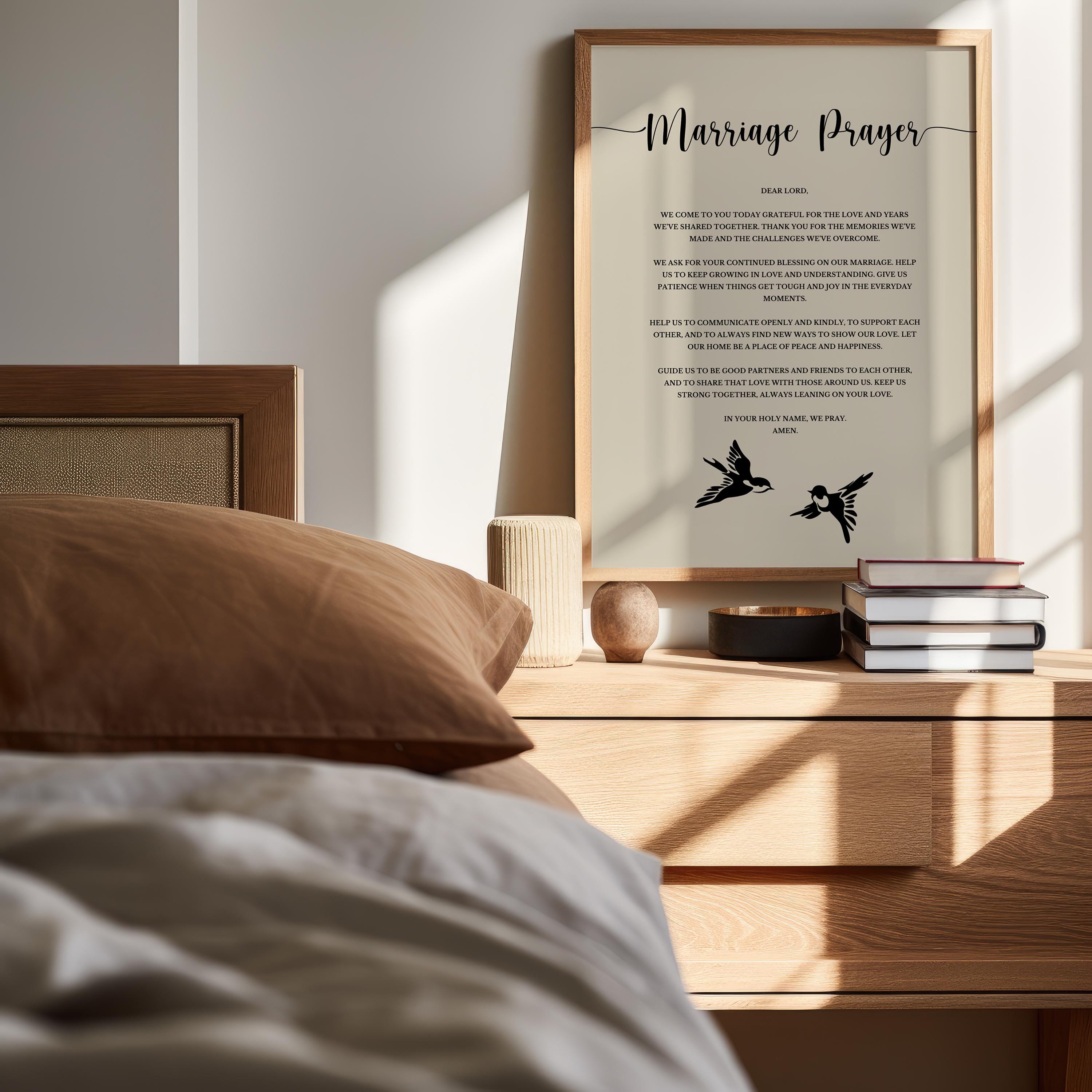 Marriage Prayer Couple Gift, Beige Christian Prayer With Love Birds ...