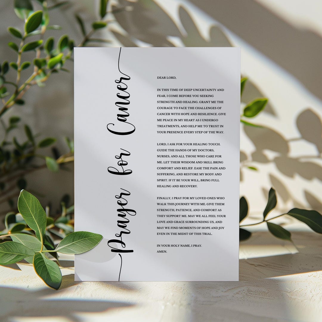 Prayer for Cancer, Surgery Recovery Christian Healing Prayer Gift for ...