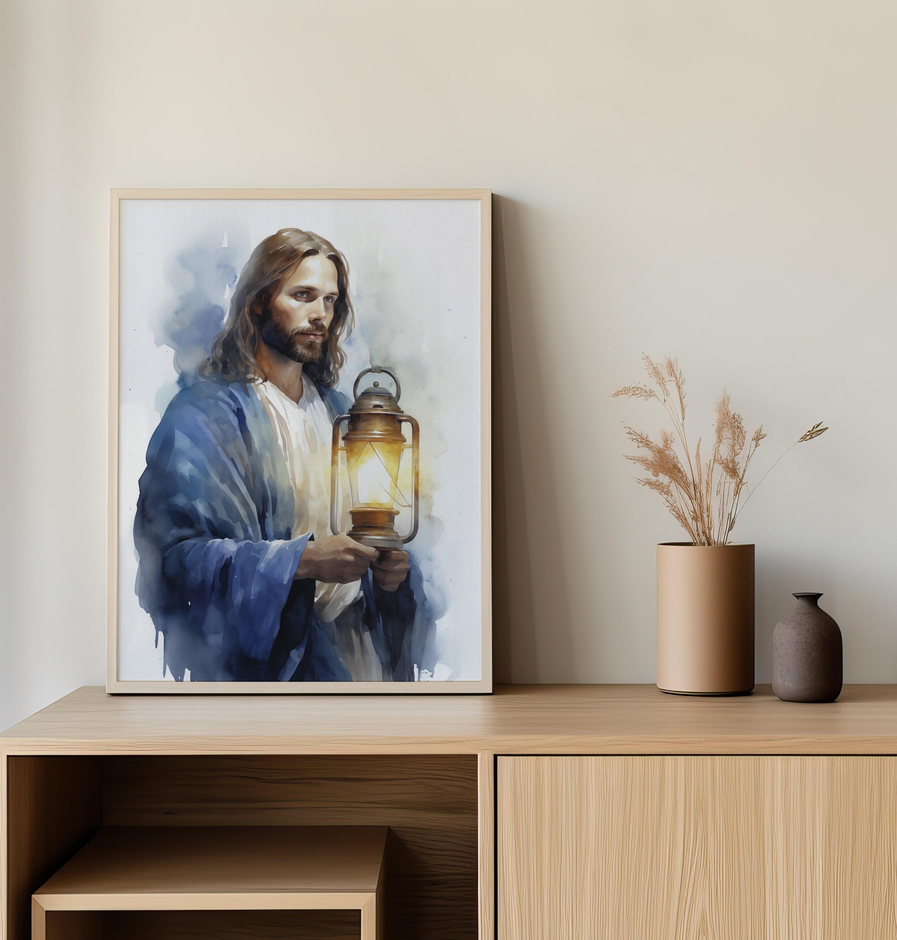 Jesus With Lantern Painting Jesus Guide Me to Light in the Darkness ...