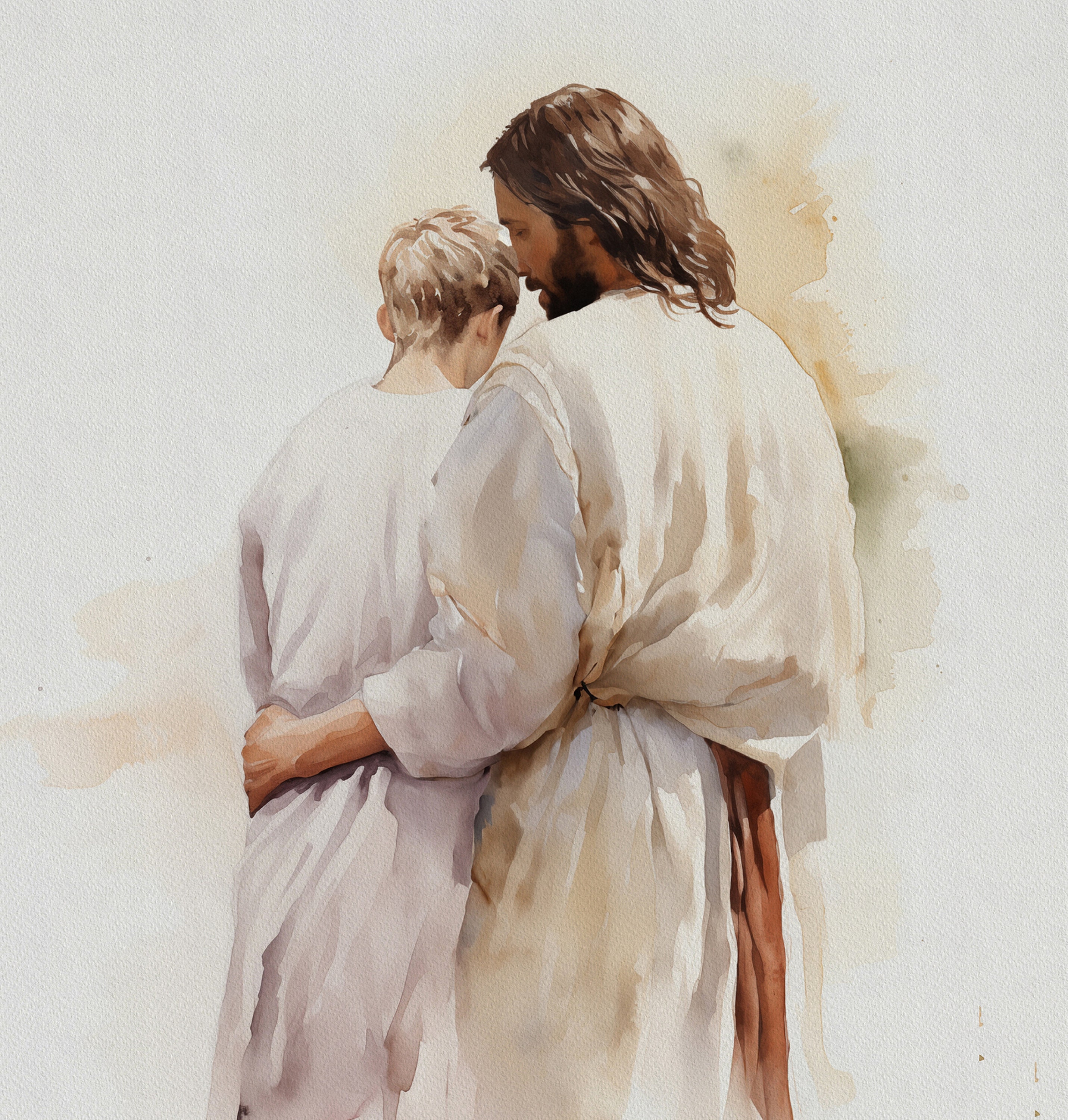 Jesus With Young Man Art Jesus Hugging Teenage Boy Art, Embrace Jesus ...