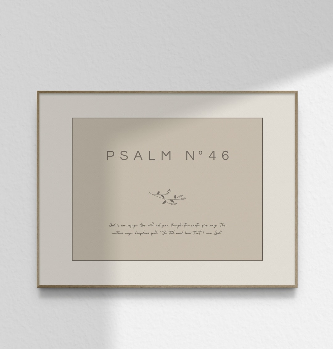 Psalm 46 Landscape Horizontal Format Mode Beige & Christian Bible Verse ...