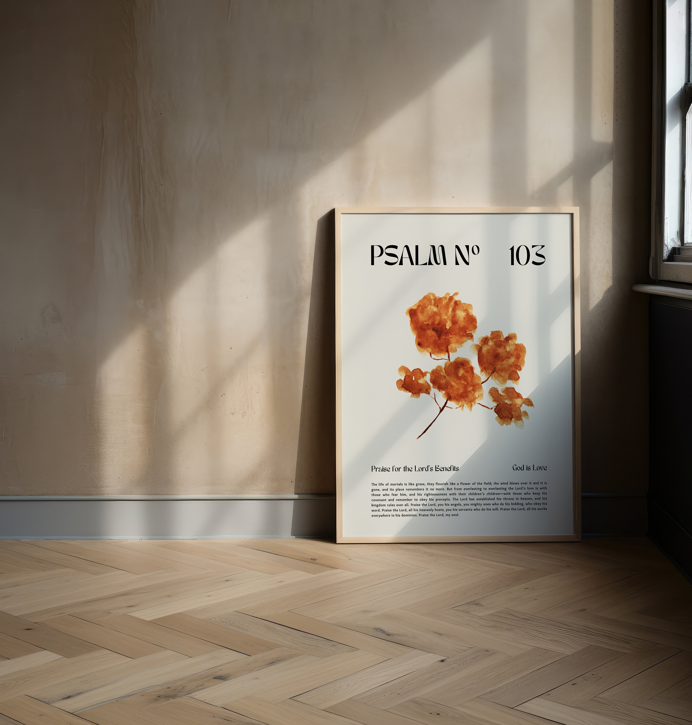 Psalm 103 Wall Art Print, Praise Lord's Benefits, Watercolor BOHO ...