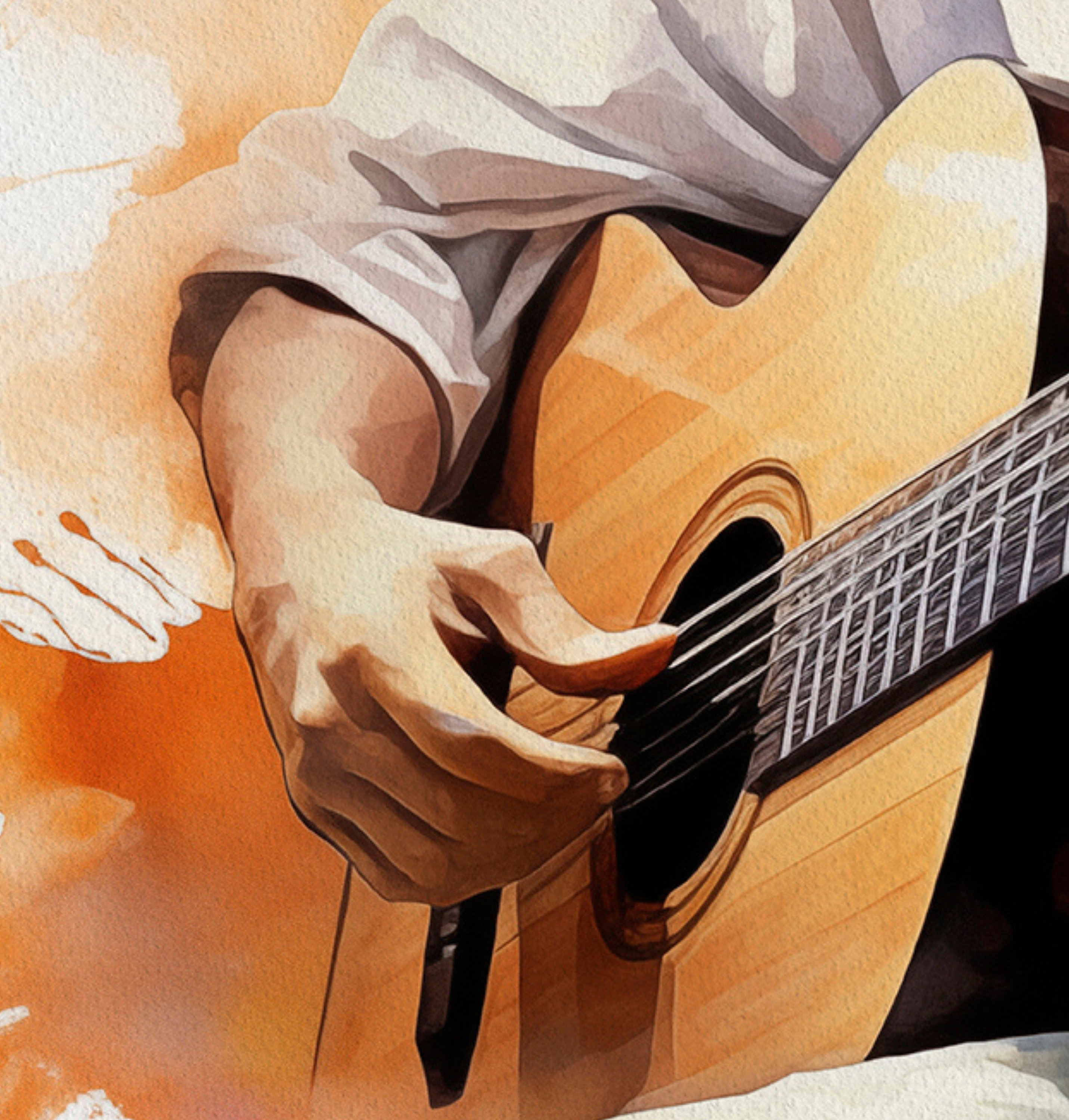 Jesus Playing Guitar, Music Lover Gift Idea, Fun Christian Watercolor ...