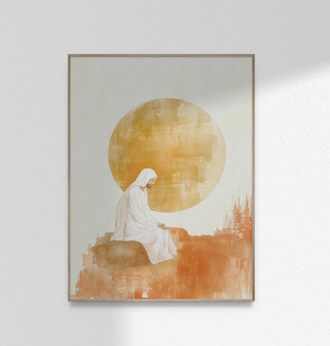 Jesus Sitting Wall Art Print Christ Praying Over Jerusalem Art Jes ...