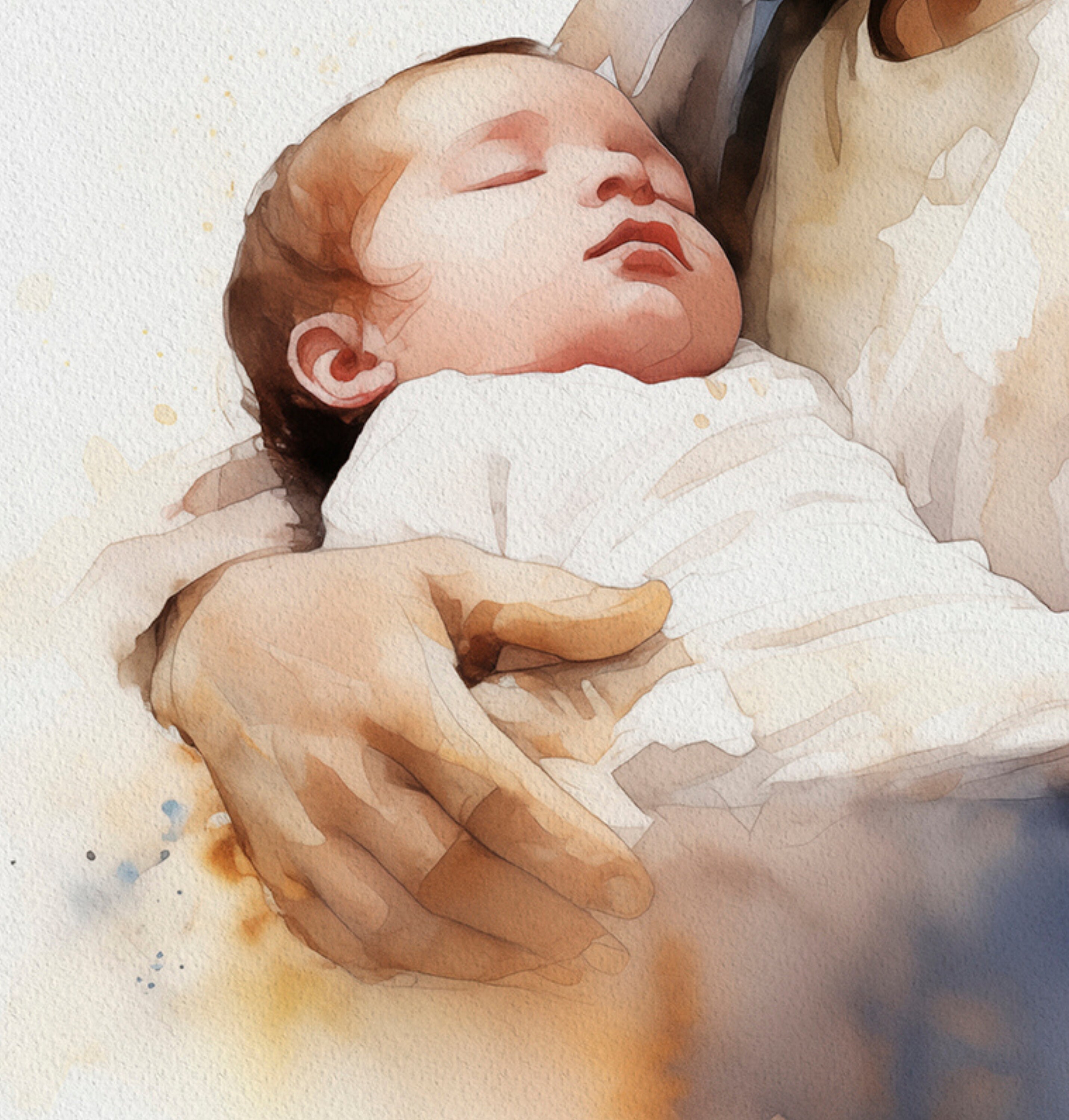 Jesus With Baby Father Child Portrait Catholic Dad Gift Watercolor ...
