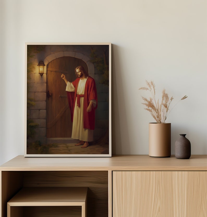 Jesus Knocking at the Door Christ Savior Painting Christian Nursery ...