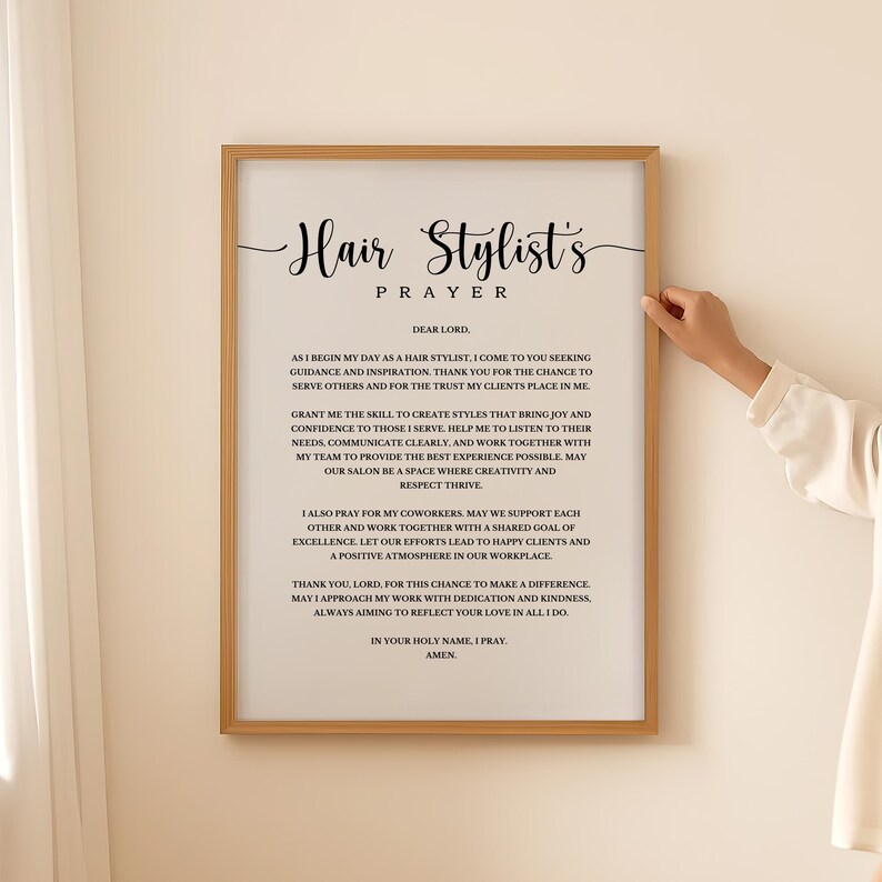 Hair Stylist's Prayer Gift for Salon Artist Christian Prayer Salon ...