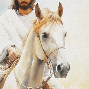 Jesus and White Horse Jesus on White Horse Christ Horseback Painting ...