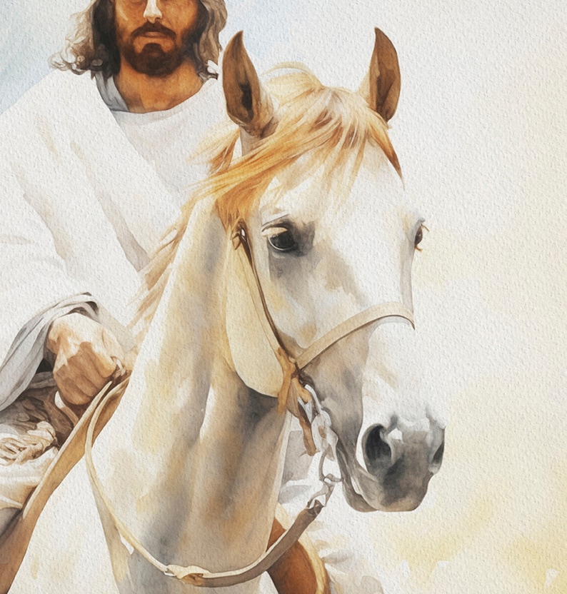 Jesus and White Horse Jesus on White Horse Christ Horseback Painting ...