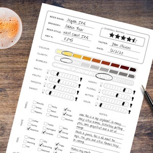 NEW - Beer Tasting Printable - A4 Sheet - Tasting Notes Guide - Perfect ...