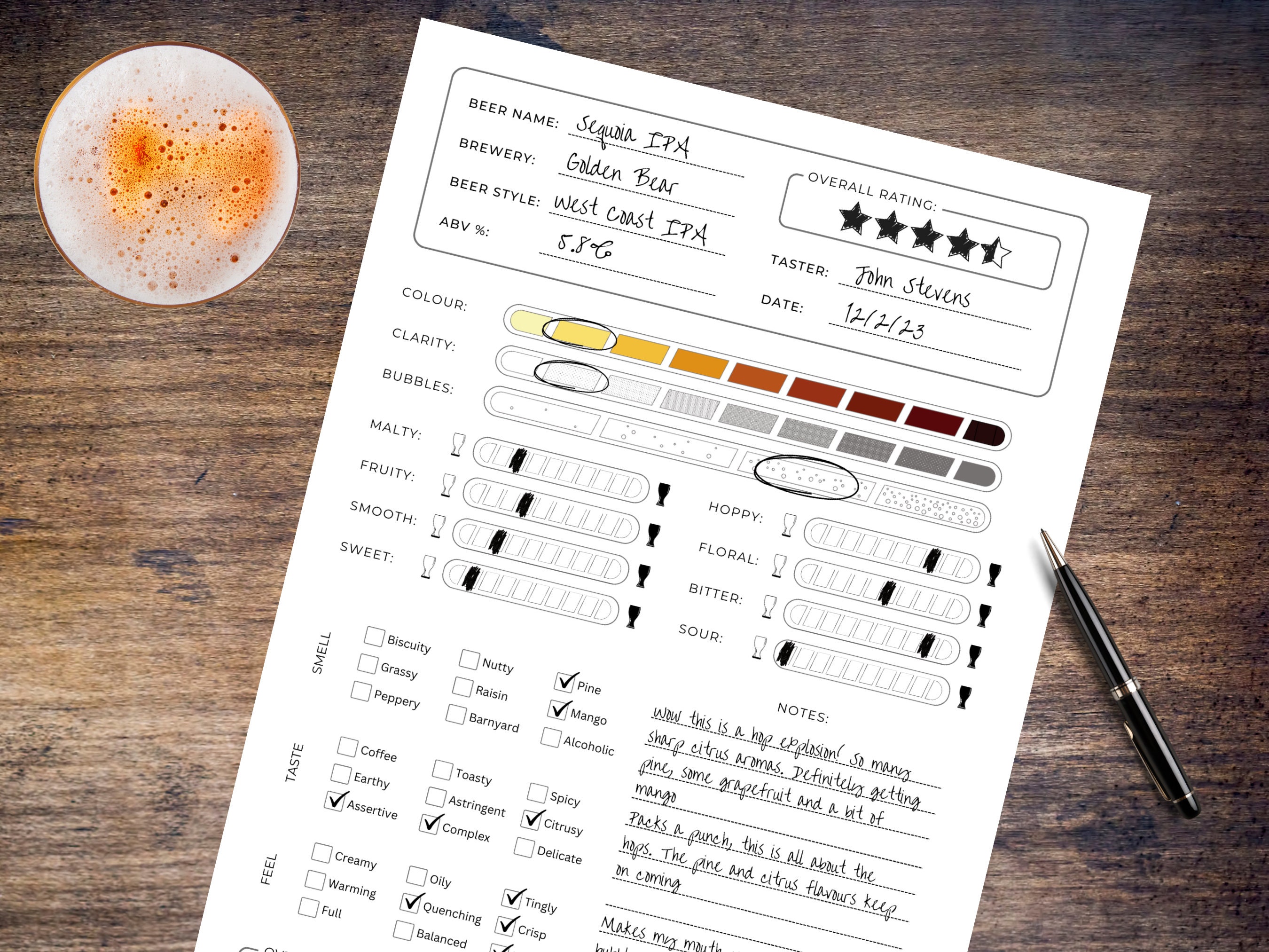 NEW - Beer Tasting Printable - A4 Sheet - Tasting Notes Guide - Perfect ...