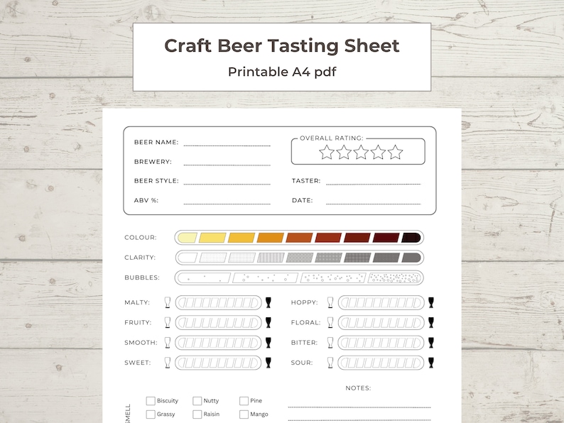 NEW - Beer Tasting Printable - A4 Sheet - Tasting Notes Guide - Perfect ...