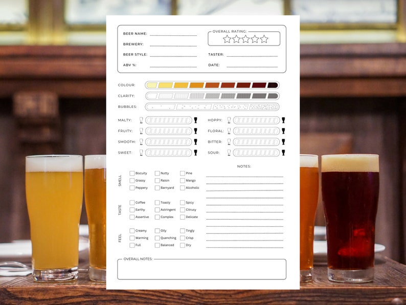 NEW - Beer Tasting Printable - A4 Sheet - Tasting Notes Guide - Perfect ...
