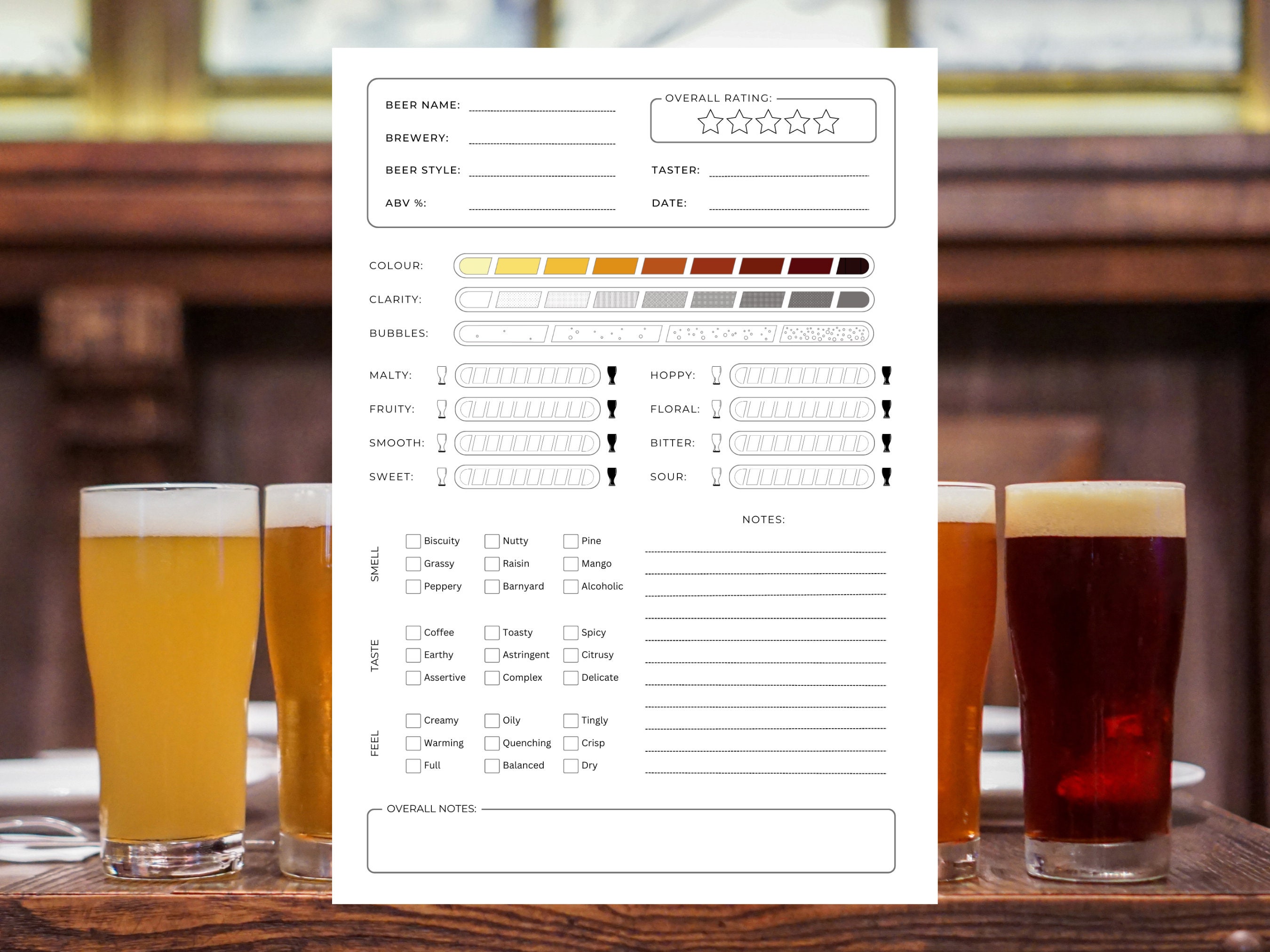 NEW - Beer Tasting Printable - A4 Sheet - Tasting Notes Guide - Perfect ...