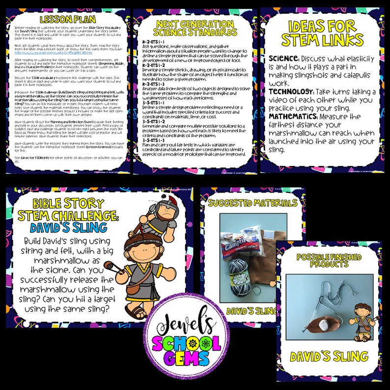 David and Goliath Bible Lessons for Children | Bible Stories STEM ...