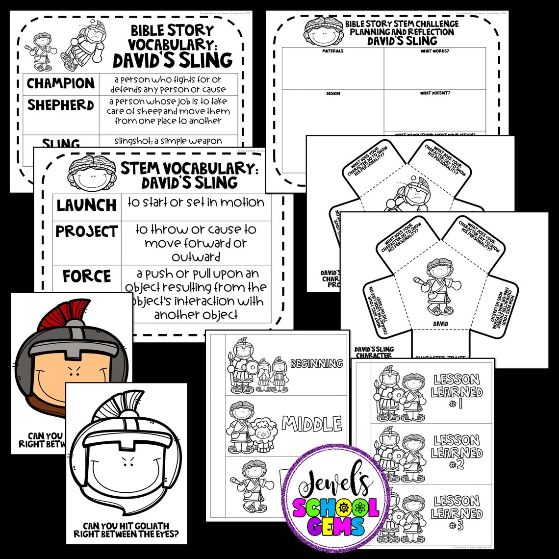 David and Goliath Bible Lessons for Children | Bible Stories STEM ...