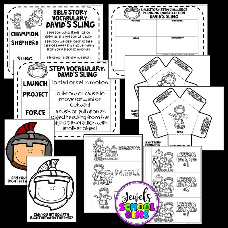 David and Goliath Bible Lessons for Children | Bible Stories STEM ...